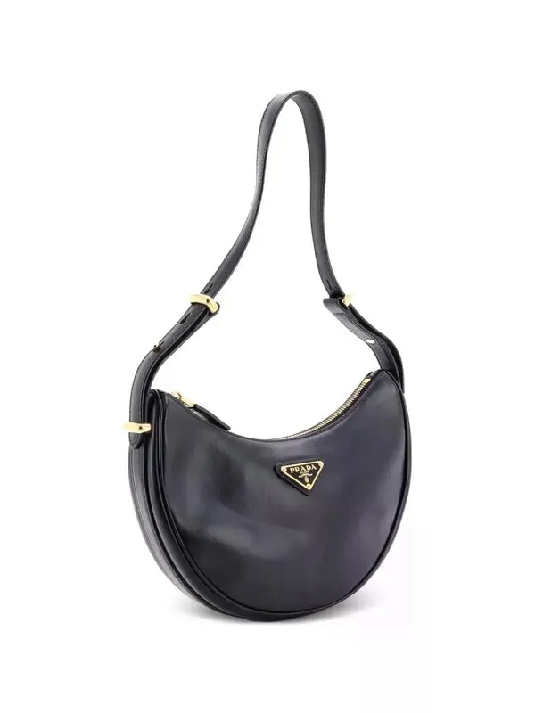 Prada Arqué Half Moon Leather Small Hobo Bag - Black