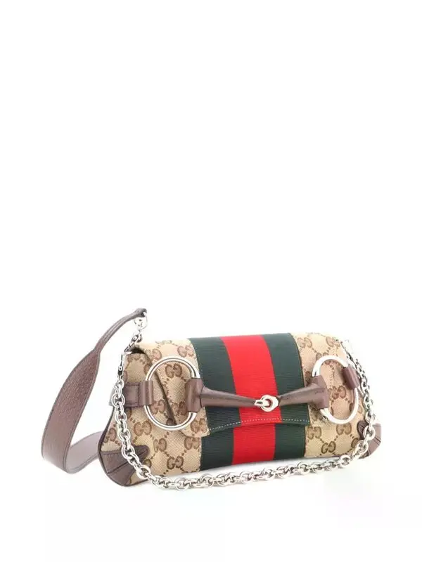 Gucci Horsebit Gg Canvas Small Shoulder Bag - Brown