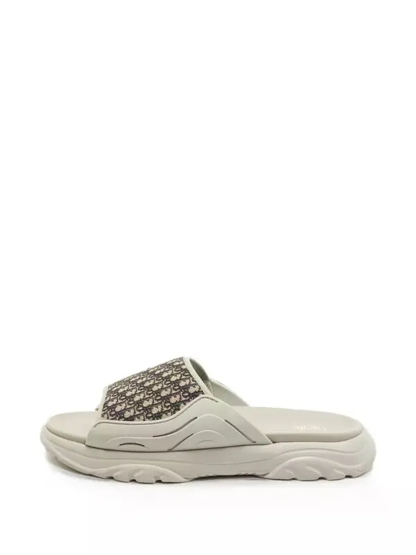 Dior Oblique Motif Slide Sandals - Grey