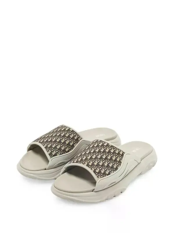 Dior Oblique Motif Slide Sandals - Grey