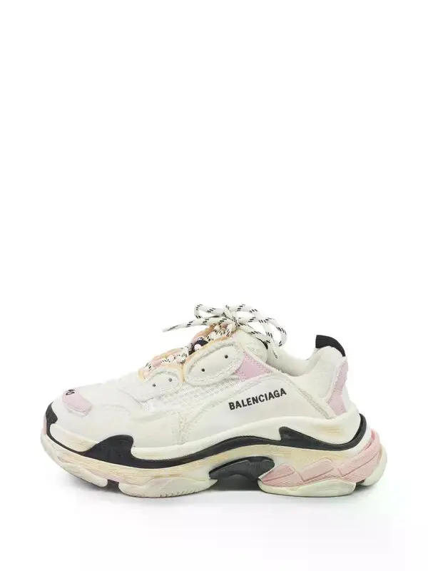 Balenciaga Triple S Distressed Sneakers - White