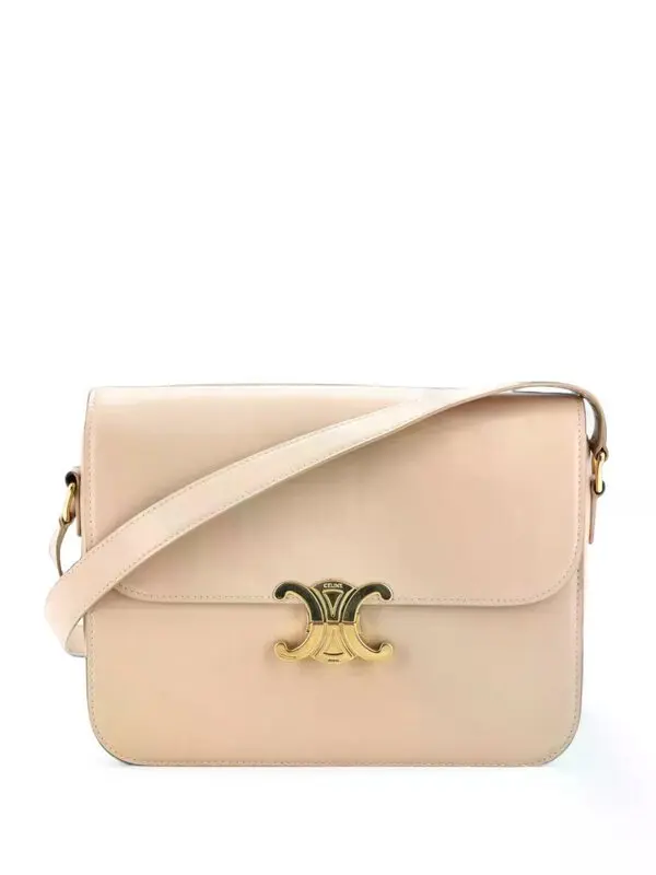 Celine Triomphe Shoulder Bag In Smooth Calfskin - Neutrals