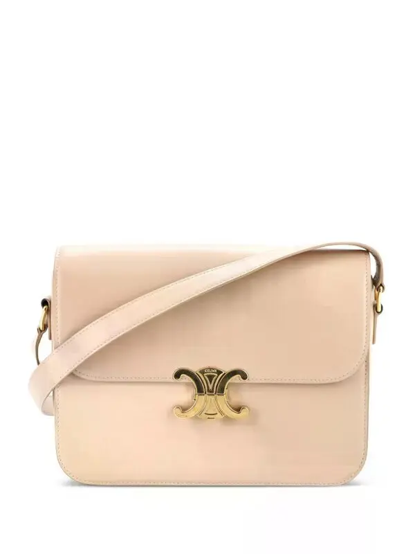 Celine Triomphe Shoulder Bag In Smooth Calfskin - Neutrals