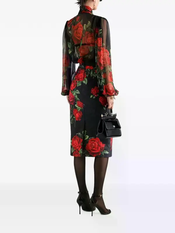Dolce & Gabbana Rose-print Brocade Skirt