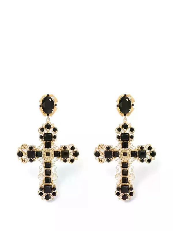 Dolce & Gabbana Clip Earrings With Crosses - Gold