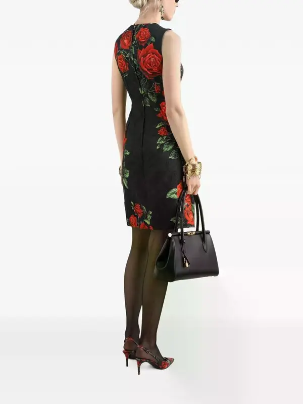 Dolce & Gabbana Sleeveless Rose-print Brocade Mini Dress