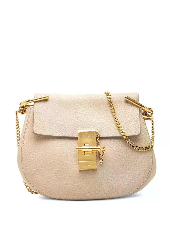 Chloé Mini Grained Lambskin Drew Crossbody Bag - Neutrals