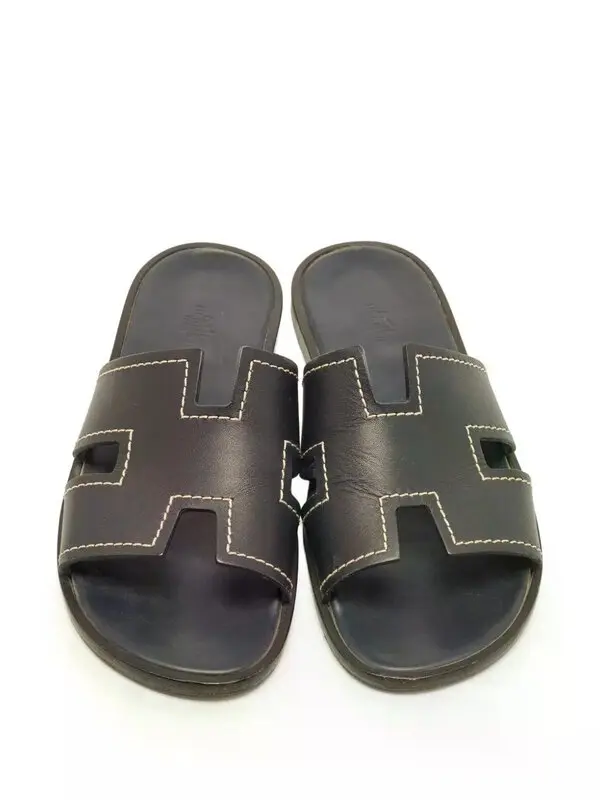 Hermès Izmir H-cut Flat Sandals - Black