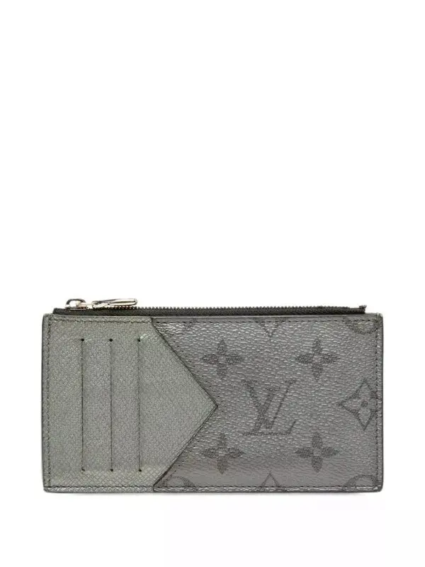 LOUIS VUITTON 2021-2026 Monogram Eclipse Reverse Taigarama Coin Card Holder - Black