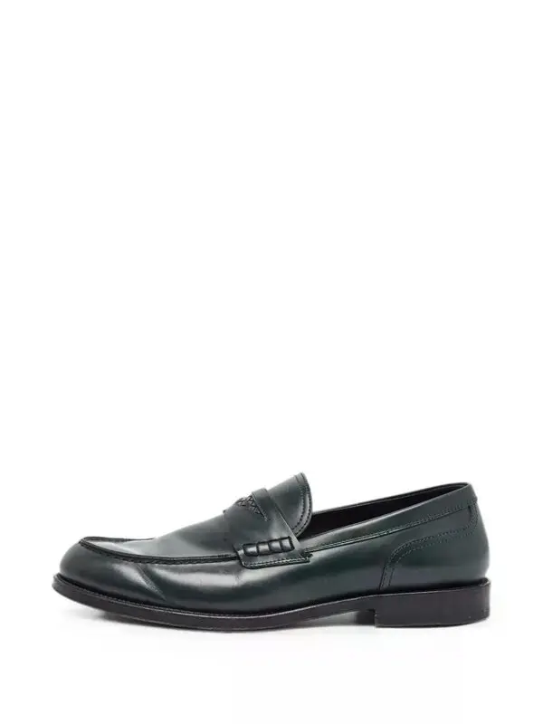 Bottega Veneta Intrecciato-detail Penny-slot Loafers - Green
