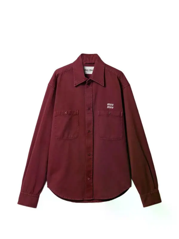 Miu Miu Embroidered Logo Shirt - Red