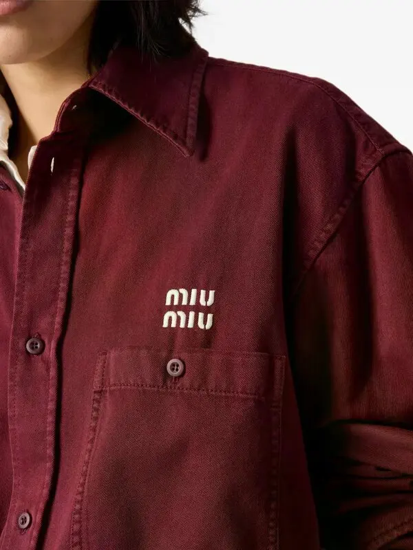 Miu Miu Embroidered Logo Shirt