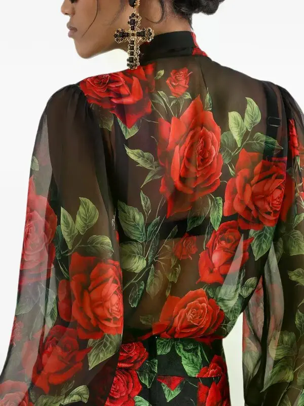 Dolce & Gabbana Rose-print Chiffon Blouse