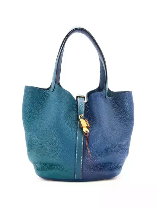 Hermès Picotin Lock Bag Clemence Mm Bucket Bag - Blue