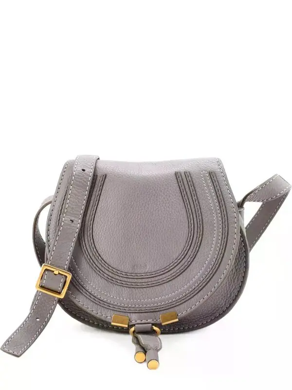 Chloé Marcie Leather Small Crossbody Bag - Grey
