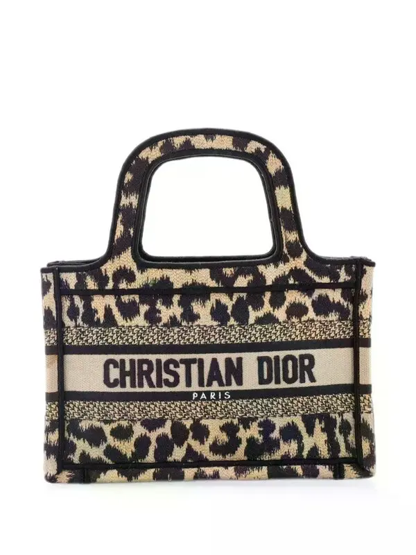 Dior Book Mizza Embroidered Canvas Mini Tote Bag - Brown