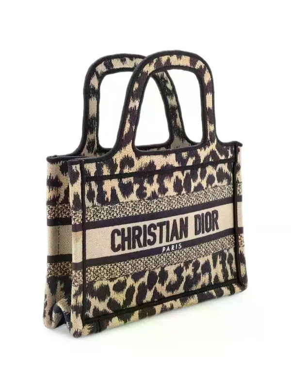 Dior Book Mizza Embroidered Canvas Mini Tote Bag - Brown