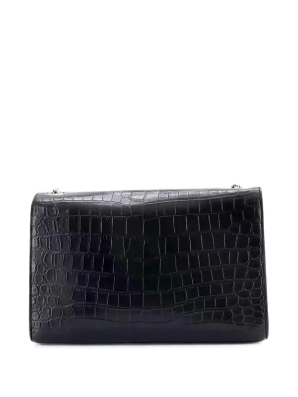 Saint Laurent Classic Monogram Tassel Crocodile Embossed Leather Medium Crossbody Bag