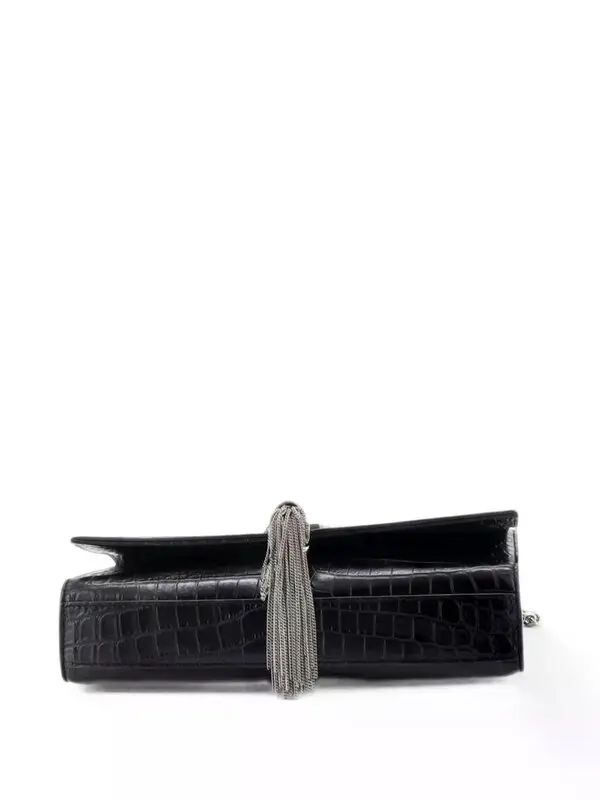 Saint Laurent Classic Monogram Tassel Crocodile Embossed Leather Medium Crossbody Bag