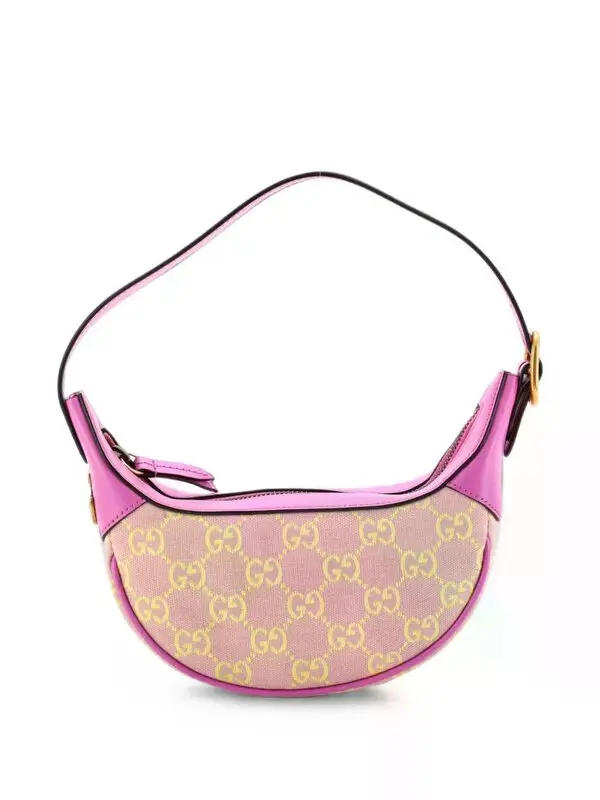 Gucci Ophidia Half Moon Bag Gg Canvas With Leather Mini Hobo Bag