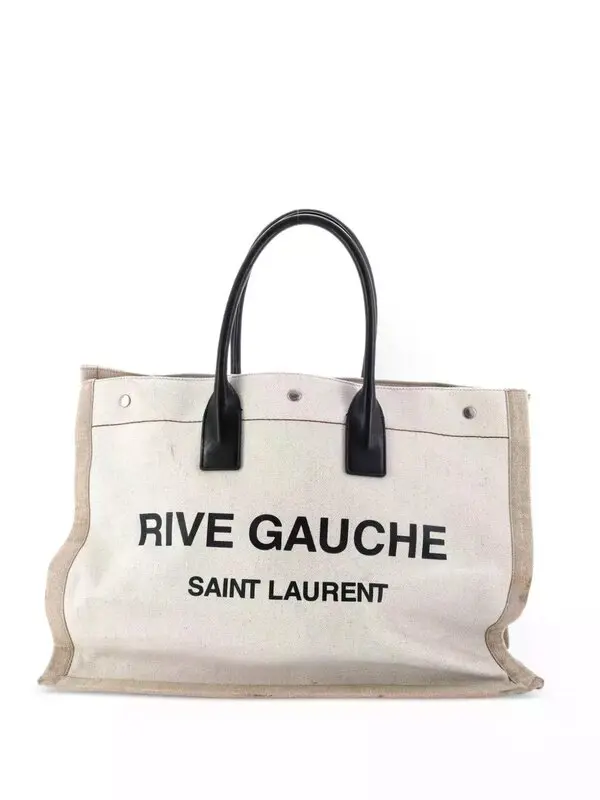 Saint Laurent Rive Gauche Canvas Large Tote Bag - Neutrals