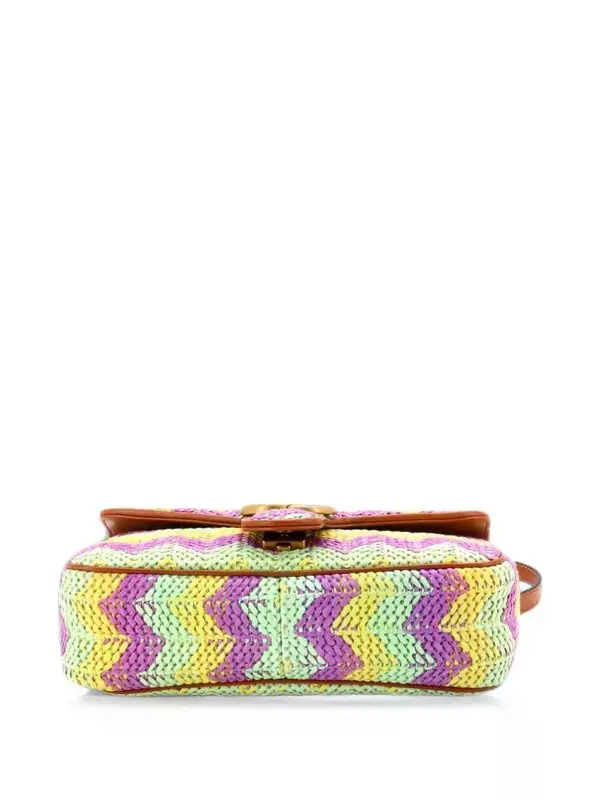 Gucci Gg Marmont Flap Bag Woven Raffia Small Shoulder Bag