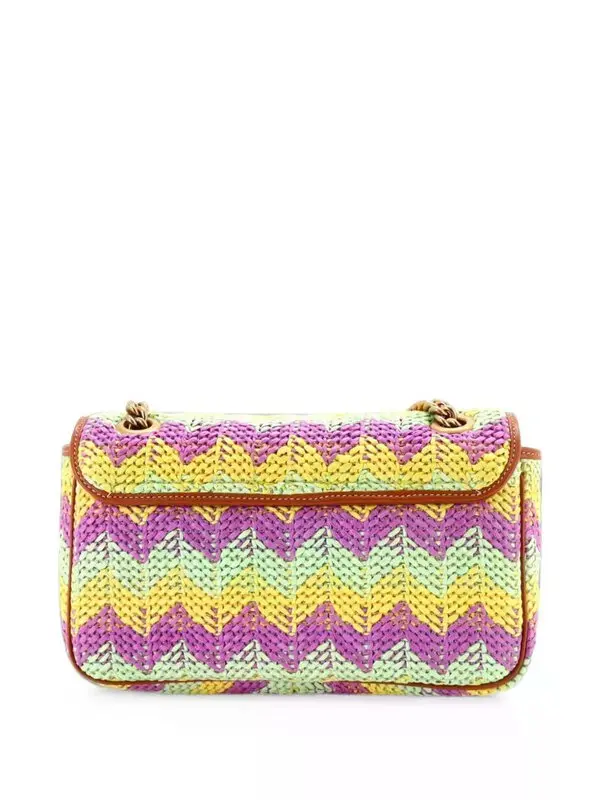 Gucci Gg Marmont Flap Bag Woven Raffia Small Shoulder Bag