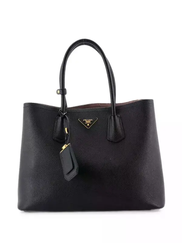 Prada Cuir Double Saffiano Leather Medium Tote Bag - Black
