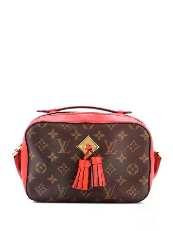 LOUIS VUITTON Monogram Canvas Saintonge Handbag With Leather Crossbody Strap - Red