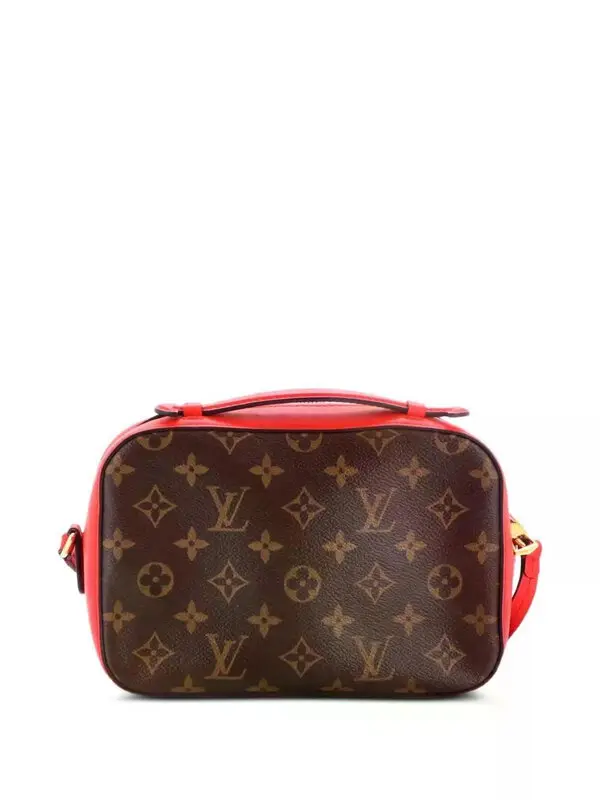 LOUIS VUITTON Monogram Canvas Saintonge Handbag With Leather Crossbody Strap - Red