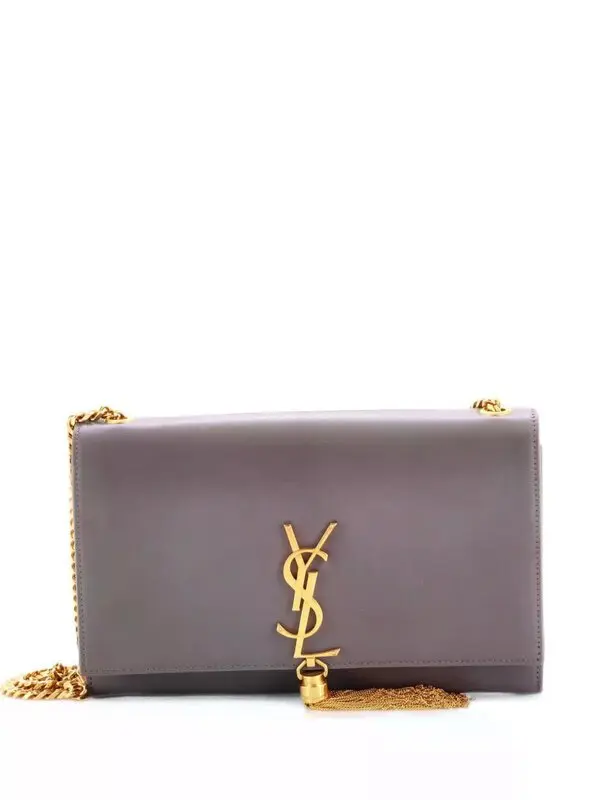 Saint Laurent Classic Monogram Tassel Leather Medium Crossbody Bag - Grey