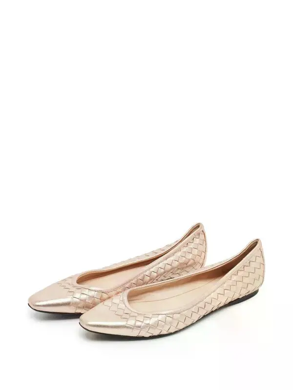 Bottega Veneta Rose Metallic Intrecciato Ballet Flats - Gold