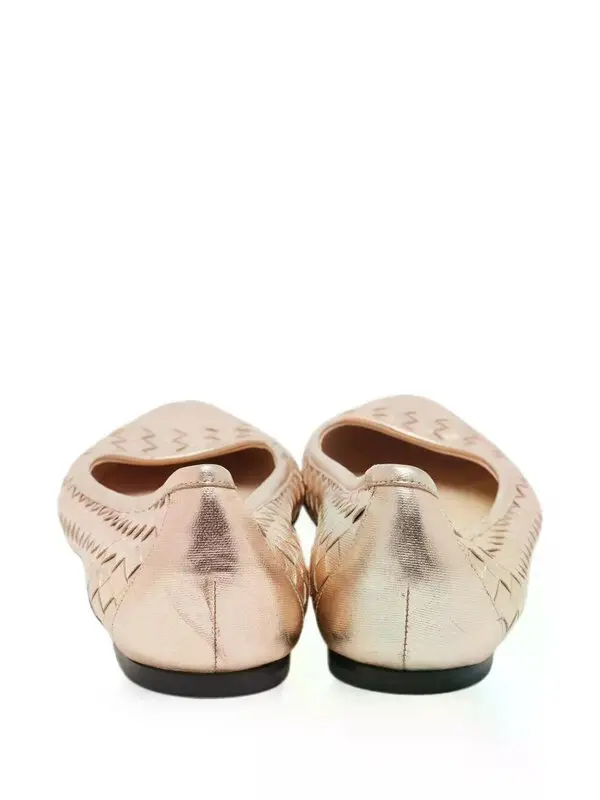 Bottega Veneta Rose Metallic Intrecciato Ballet Flats - Gold