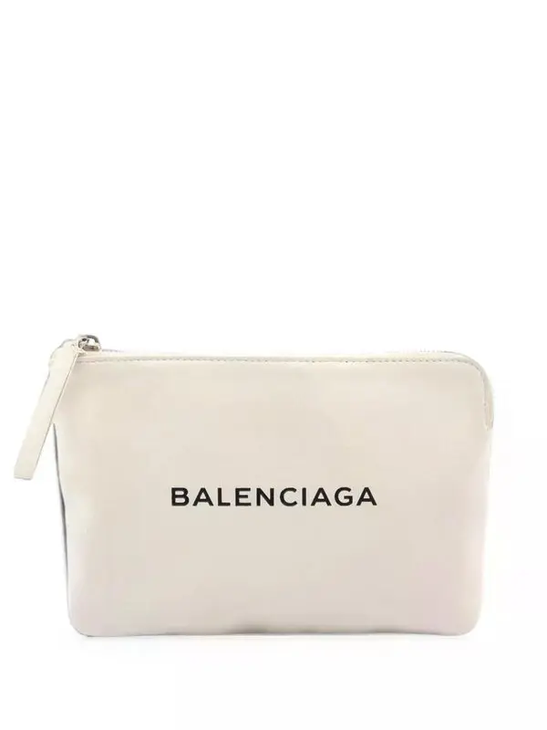 Balenciaga 2018-2026 Leather Everyday Pouch M Clutch Bag - White