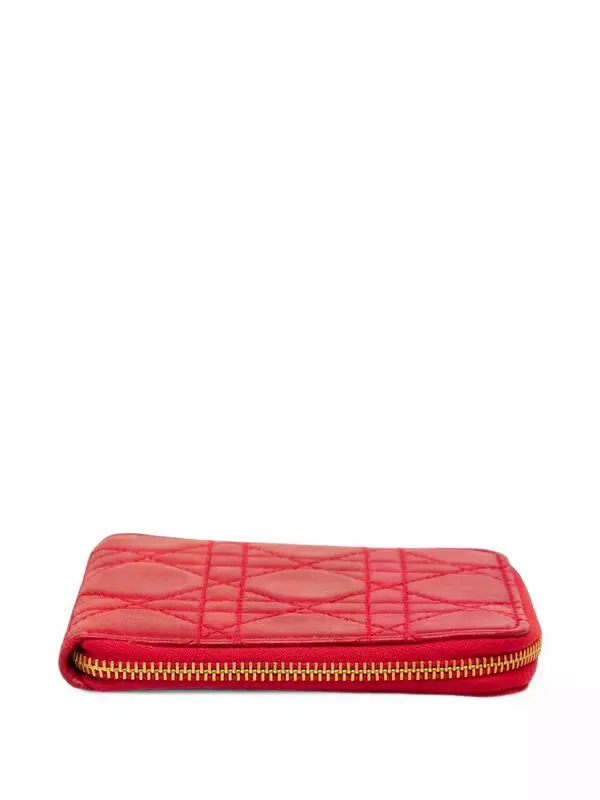 Dior 2000-2010 Lambskin Cannage Lady Zip Around Compact Wallet Small Wallets