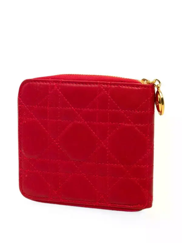 Dior 2000-2010 Lambskin Cannage Lady Zip Around Compact Wallet Small Wallets