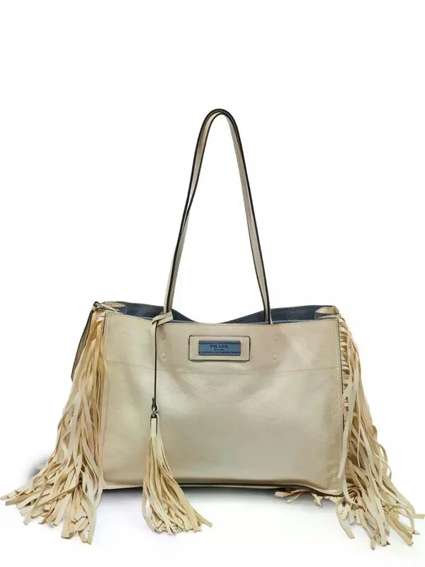 Prada Etiquette Fringe Tote Bag - White