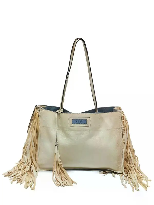Prada Etiquette Fringe Tote Bag - White