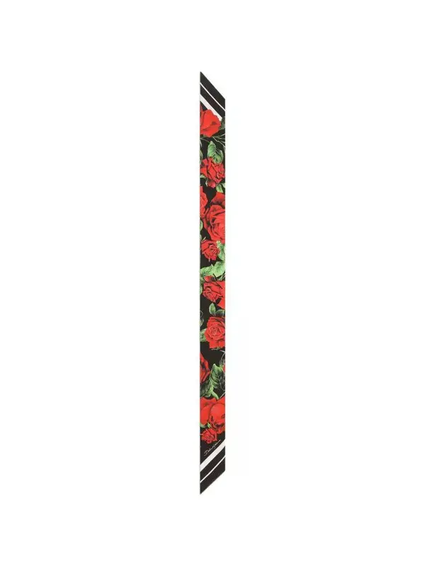 Dolce & Gabbana Rose-print Silk Twill Bandeau - Black