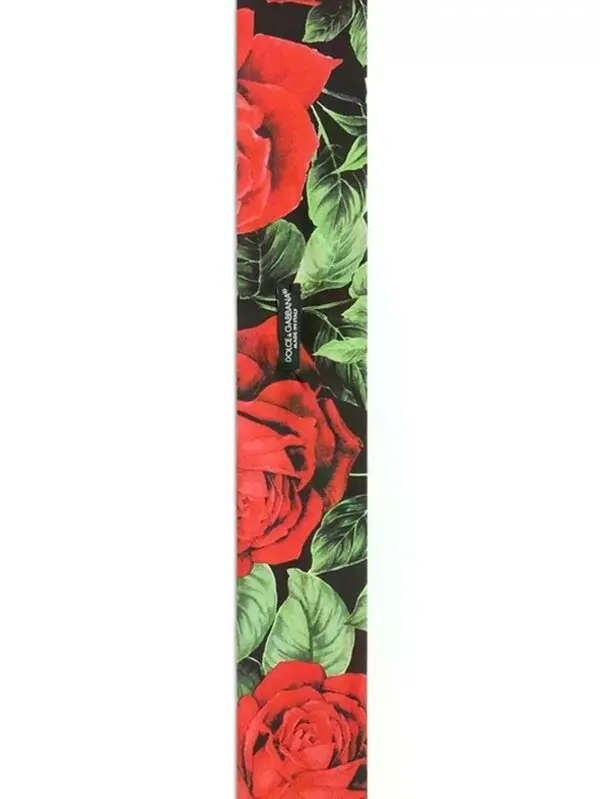 Dolce & Gabbana Rose-print Silk Twill Bandeau - Black