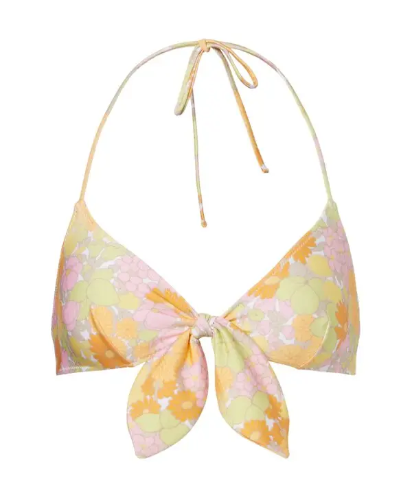 Chloé Bow-detail Floral Bikini Top - Yellow