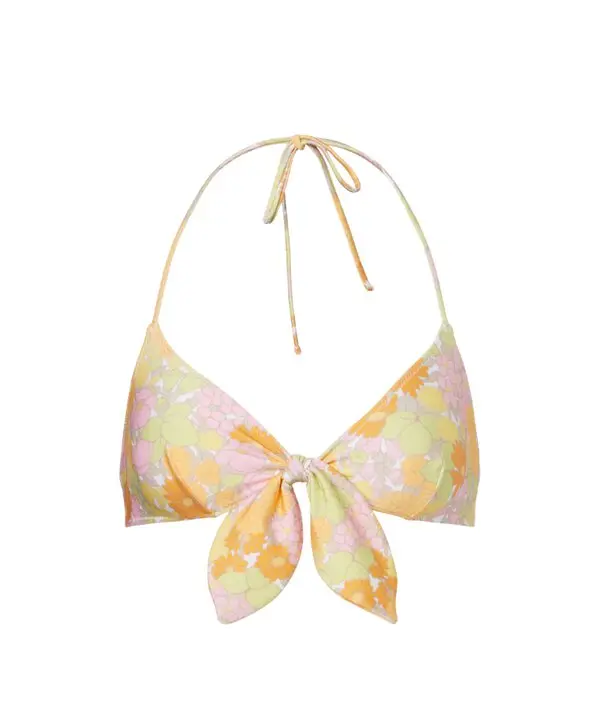 Chloé Bow-detail Floral Bikini Top - Yellow