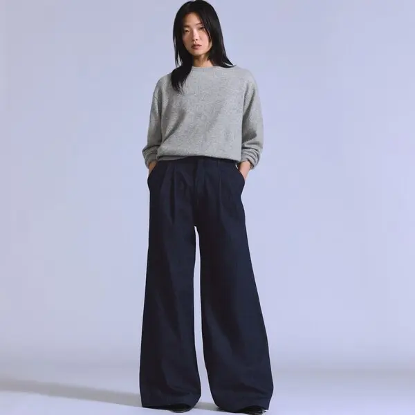 LEVI'S Denim Pleat Wide-leg Pants