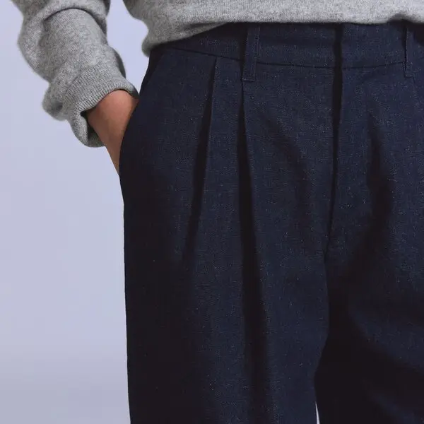 LEVI'S Denim Pleat Wide-leg Pants