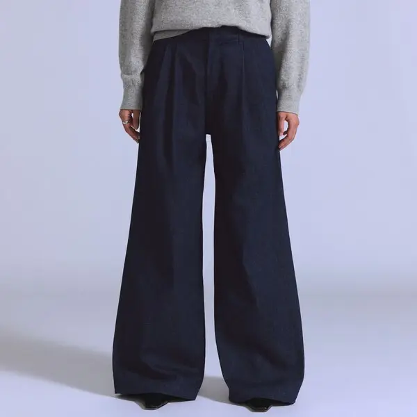 LEVI'S Denim Pleat Wide-leg Pants