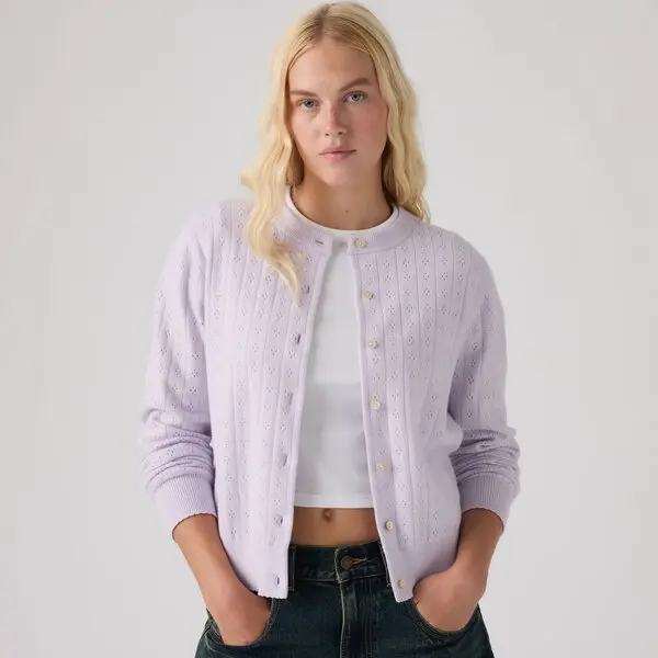 LEVI'S Supersoft Pointelle Crewneck Cardigan