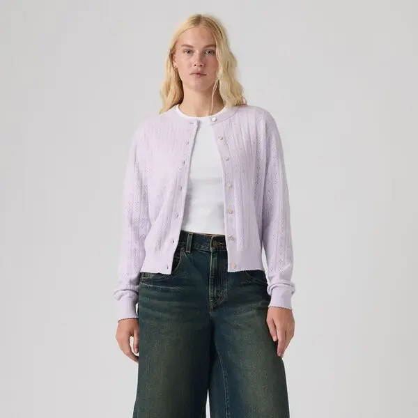 LEVI'S Supersoft Pointelle Crewneck Cardigan