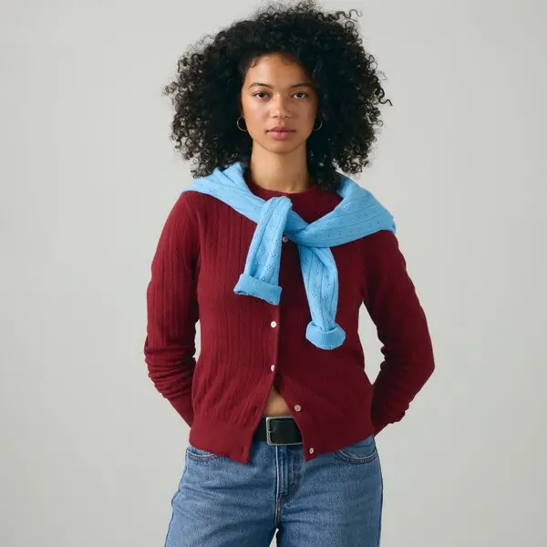 LEVI'S Supersoft Pointelle Crewneck Cardigan