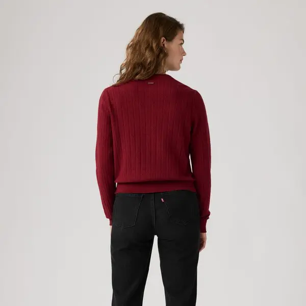 LEVI'S Supersoft Pointelle Crewneck Cardigan - Warm Cabernet