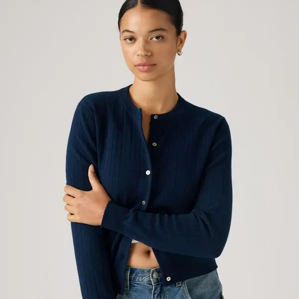 LEVI'S Supersoft Pointelle Crewneck Cardigan